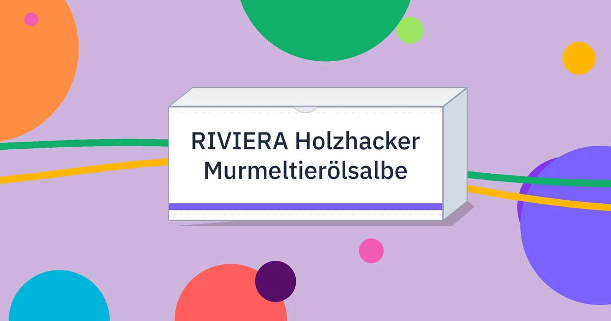 Symbolbild: Packung mit der Aufschrift RIVIERA Holzhacker Murmeltierölsalbe (PZN 19303393) – Verfügbarkeit und Bezug in Apotheken in Frankfurt am Main