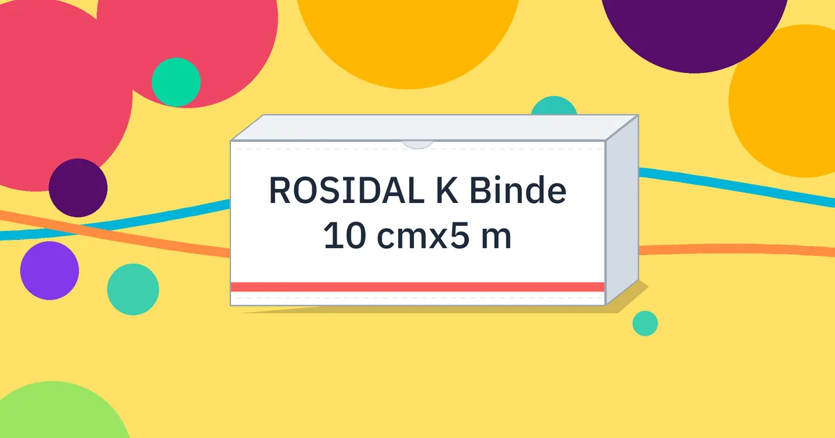 Symbolbild: Packung mit der Aufschrift ROSIDAL K Binde 10 cmx5 m (PZN 02533775) – Verfügbarkeit und Bezug in Apotheken in Frankfurt am Main