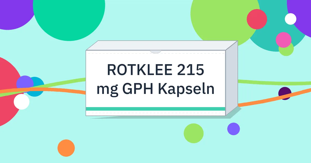 Symbolbild: Packung mit der Aufschrift ROTKLEE 215 mg GPH Kapseln (PZN 18174433) – Verfügbarkeit und Bezug in Apotheken in Frankfurt am Main