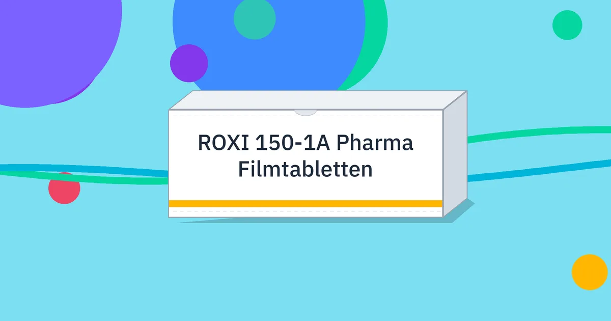 Symbolbild: Packung mit der Aufschrift ROXI 150-1A Pharma Filmtabletten (PZN 02197320) – Verfügbarkeit und Bezug in Apotheken in Frankfurt am Main