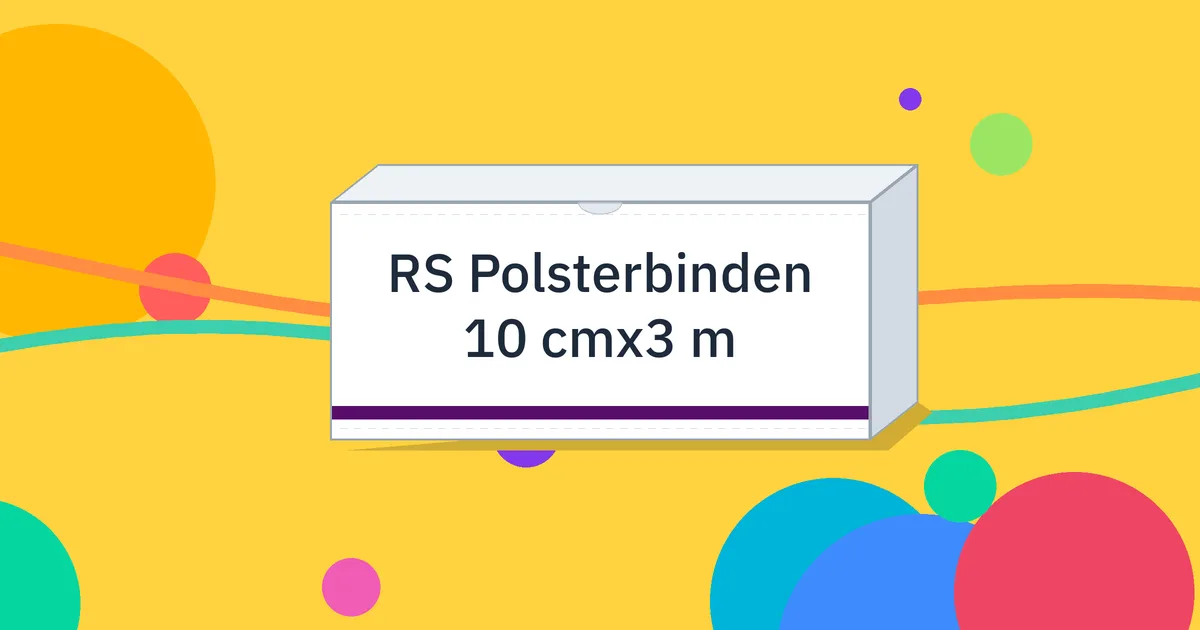 Symbolbild: Packung mit der Aufschrift RS Polsterbinden 10 cmx3 m (PZN 01134145) – Verfügbarkeit und Bezug in Apotheken in Frankfurt am Main
