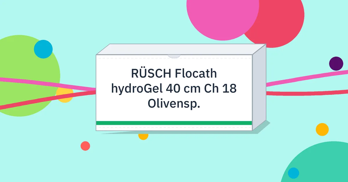 Symbolbild: Packung mit der Aufschrift RÜSCH Flocath hydroGel 40 cm Ch 18 Olivensp. (PZN 02163290) – Verfügbarkeit und Bezug in Apotheken in Frankfurt am Main