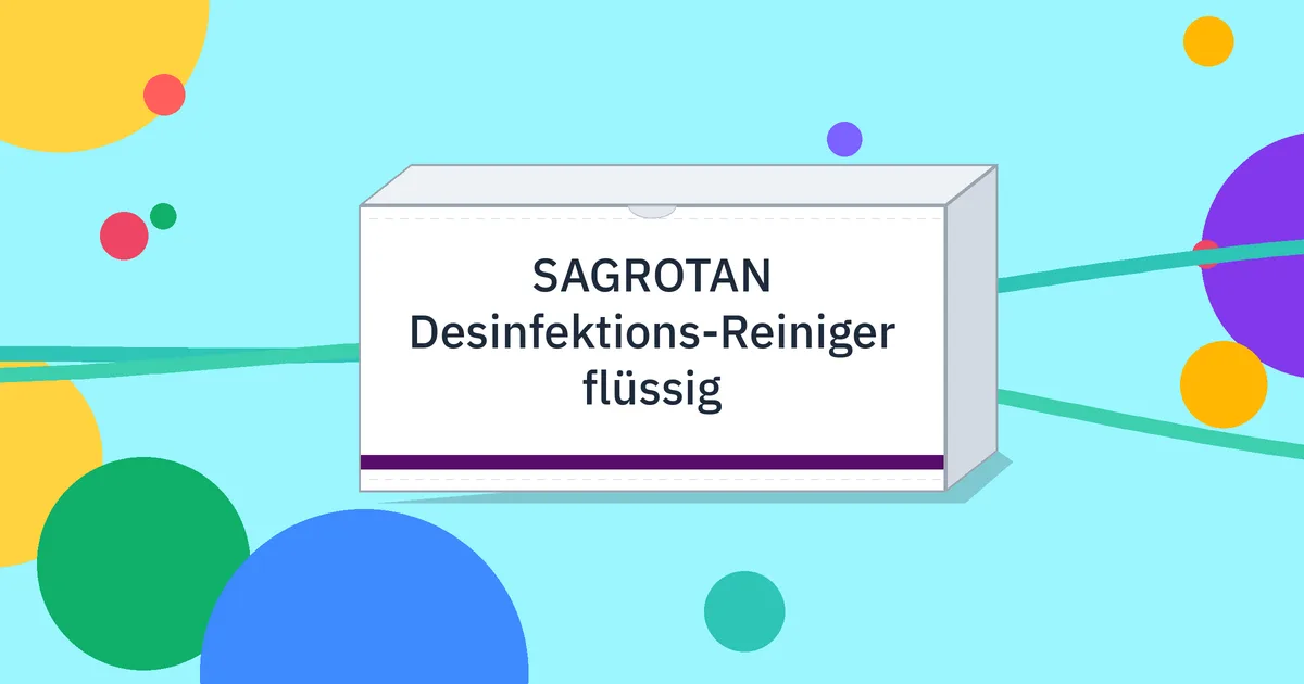 Symbolbild: Packung mit der Aufschrift SAGROTAN Desinfektions-Reiniger flüssig (PZN 16337078) – Verfügbarkeit und Bezug in Apotheken in Frankfurt am Main