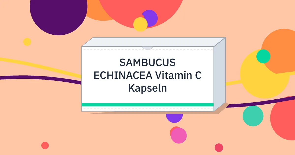 Symbolbild: Packung mit der Aufschrift SAMBUCUS ECHINACEA Vitamin C Kapseln (PZN 18216999) – Verfügbarkeit und Bezug in Apotheken in Frankfurt am Main