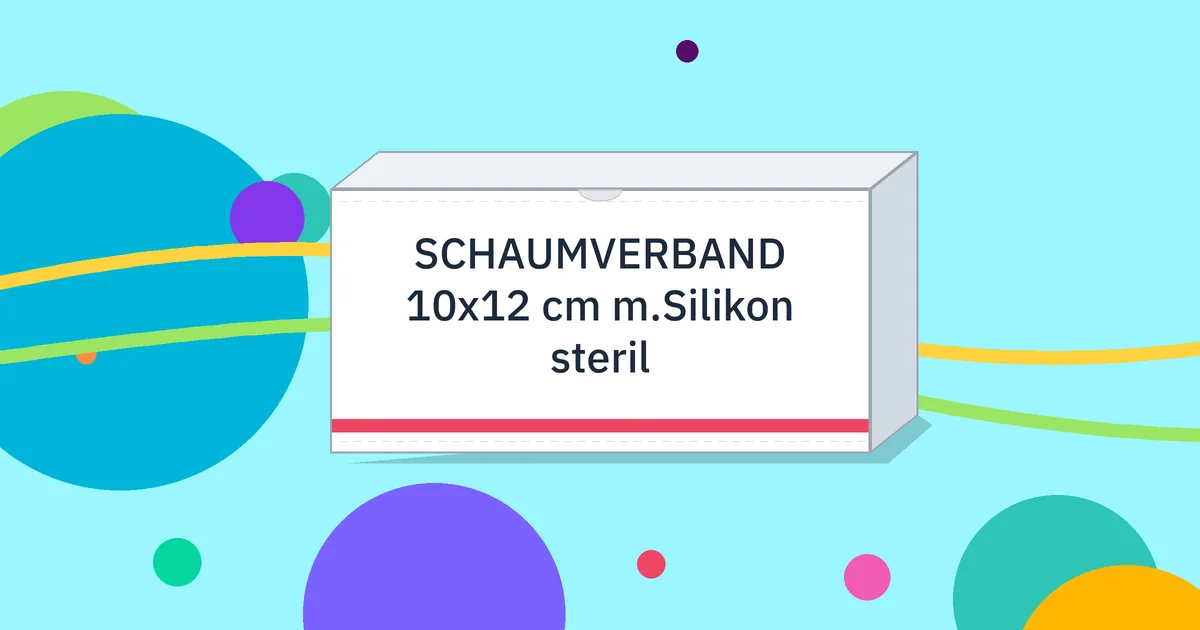 Symbolbild: Packung mit der Aufschrift SCHAUMVERBAND 10x12 cm m.Silikon steril (PZN 19509344) – Verfügbarkeit und Bezug in Apotheken in Frankfurt am Main