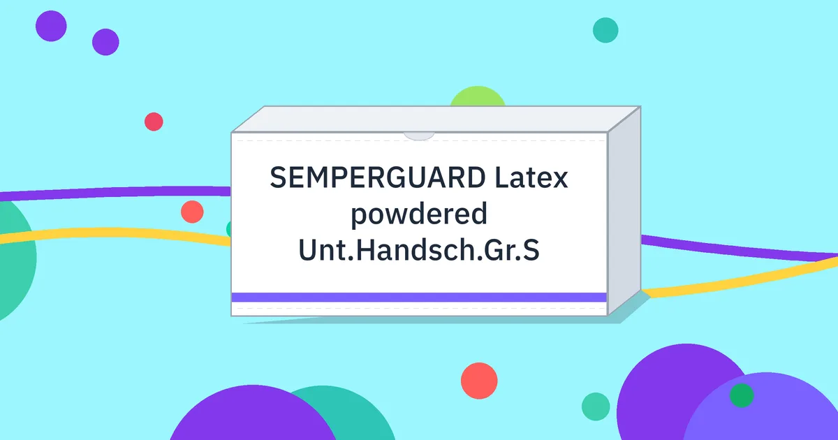 Symbolbild: Packung mit der Aufschrift SEMPERGUARD Latex powdered Unt.Handsch.Gr.S (PZN 12365385) – Verfügbarkeit und Bezug in Apotheken in Frankfurt am Main