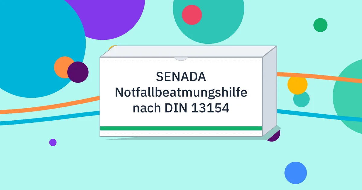 Symbolbild: Packung mit der Aufschrift SENADA Notfallbeatmungshilfe nach DIN 13154 (PZN 15195618) – Verfügbarkeit und Bezug in Apotheken in Frankfurt am Main