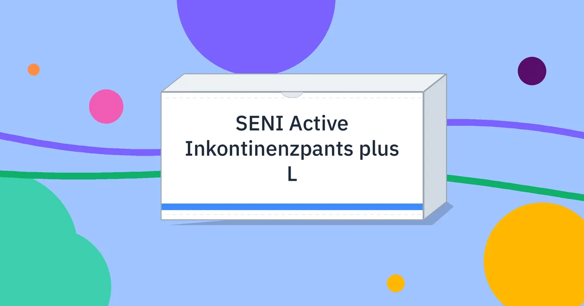 Symbolbild: Packung mit der Aufschrift SENI Active Inkontinenzpants plus L (PZN 10092664) – Verfügbarkeit und Bezug in Apotheken in Frankfurt am Main