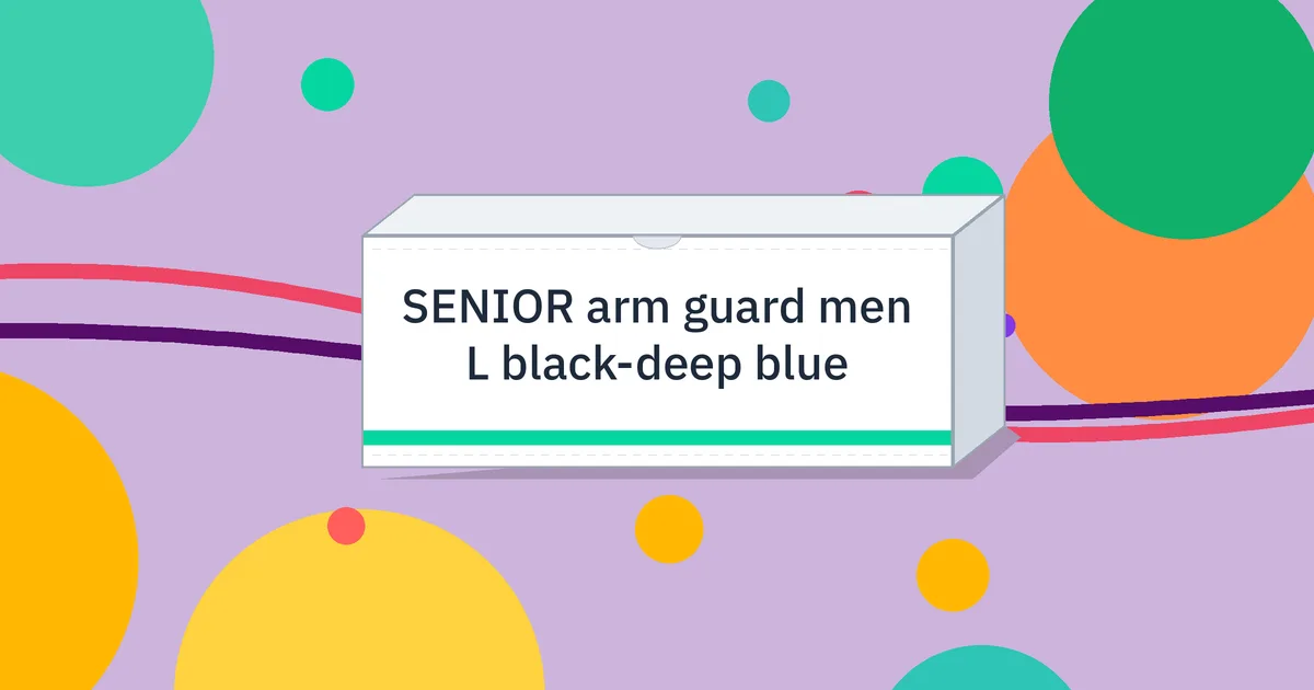Symbolbild: Packung mit der Aufschrift SENIOR arm guard men L black-deep blue (PZN 13513356) – Verfügbarkeit und Bezug in Apotheken in Frankfurt am Main