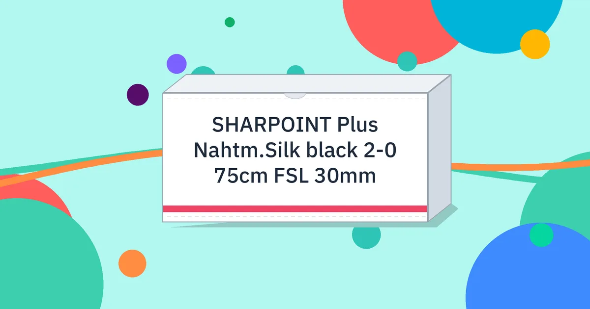 Symbolbild: Packung mit der Aufschrift SHARPOINT Plus Nahtm.Silk black 2-0 75cm FSL 30mm (PZN 17994625) – Verfügbarkeit und Bezug in Apotheken in Frankfurt am Main
