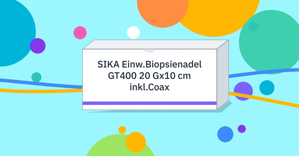 Symbolbild: Packung mit der Aufschrift SIKA Einw.Biopsienadel GT400 20 Gx10 cm inkl.Coax (PZN 20287943) – Verfügbarkeit und Bezug in Apotheken in Frankfurt am Main