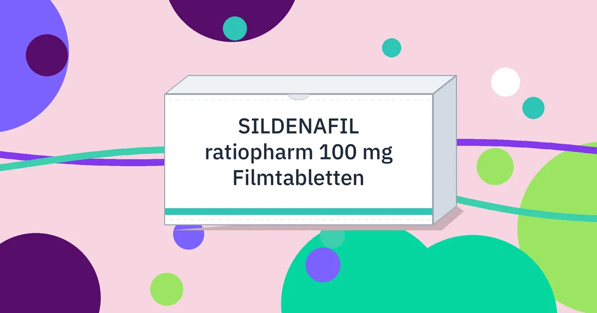 Symbolbild: Packung mit der Aufschrift SILDENAFIL ratiopharm 100 mg Filmtabletten (PZN 00142711) – Verfügbarkeit und Bezug in Apotheken in Frankfurt am Main