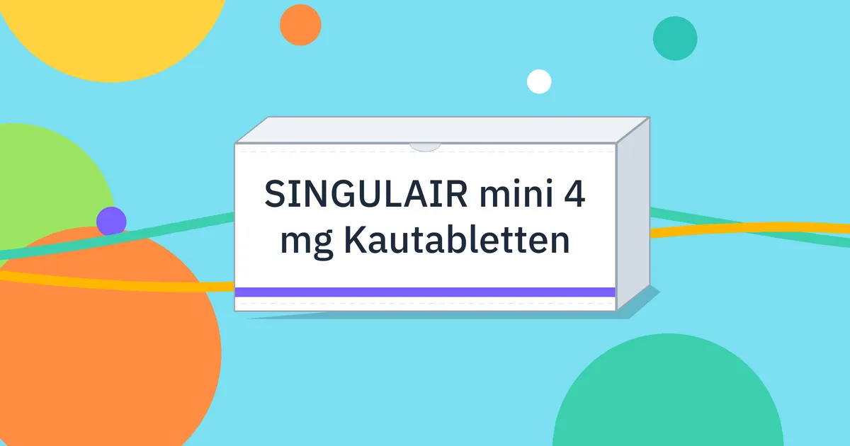 Symbolbild: Packung mit der Aufschrift SINGULAIR mini 4 mg Kautabletten (PZN 02471169) – Verfügbarkeit und Bezug in Apotheken in Frankfurt am Main