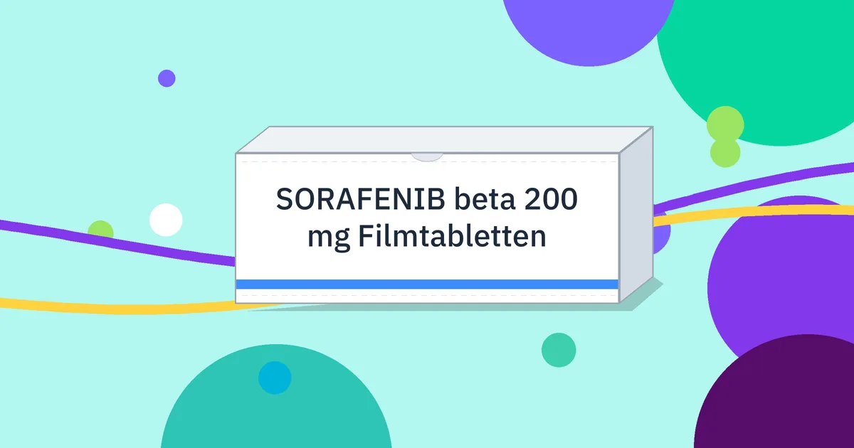 Symbolbild: Packung mit der Aufschrift SORAFENIB beta 200 mg Filmtabletten (PZN 16240893) – Verfügbarkeit und Bezug in Apotheken in Frankfurt am Main