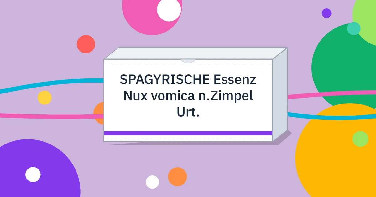 Symbolbild: Packung mit der Aufschrift SPAGYRISCHE Essenz Nux vomica n.Zimpel Urt. (PZN 04736436) – Verfügbarkeit und Bezug in Apotheken in Frankfurt am Main