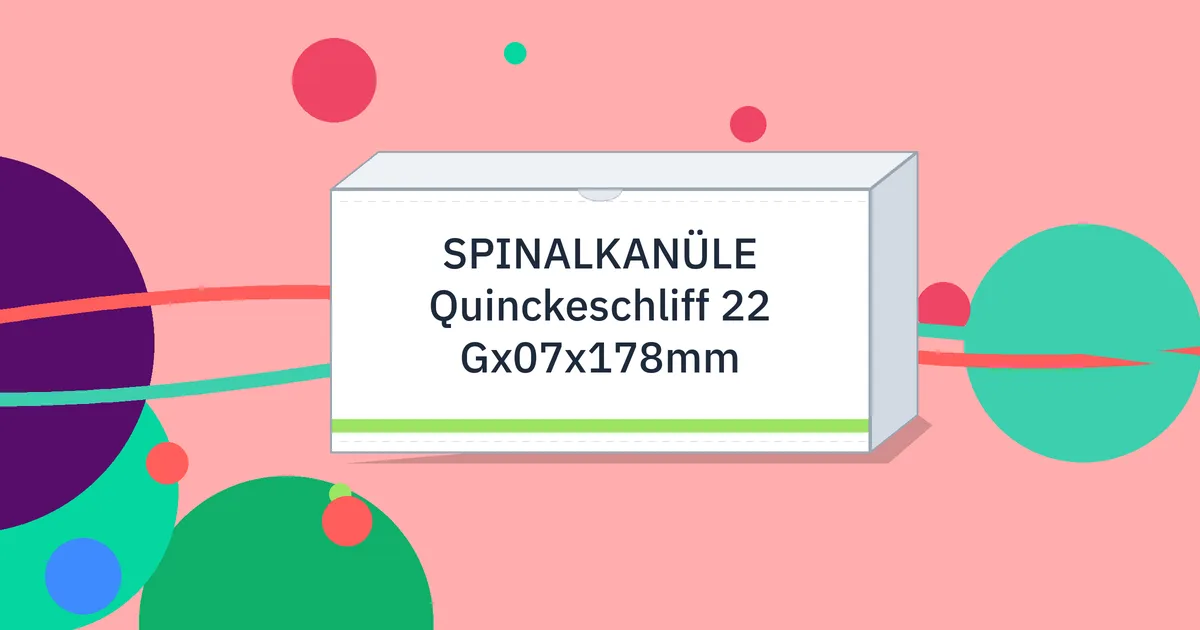 Symbolbild: Packung mit der Aufschrift SPINALKANÜLE Quinckeschliff 22 Gx07x178mm (PZN 16135742) – Verfügbarkeit und Bezug in Apotheken in Frankfurt am Main