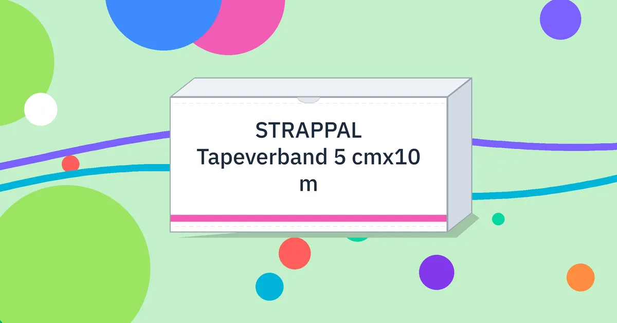 Symbolbild: Packung mit der Aufschrift STRAPPAL Tapeverband 5 cmx10 m (PZN 08667494) – Verfügbarkeit und Bezug in Apotheken in Frankfurt am Main