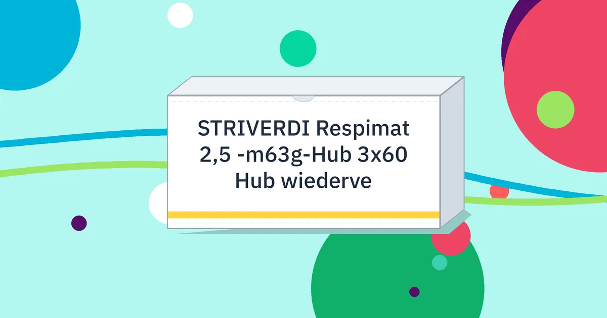 Symbolbild: Packung mit der Aufschrift STRIVERDI Respimat 2,5 -m63g-Hub 3x60 Hub wiederve (PZN 16060168) – Verfügbarkeit und Bezug in Apotheken in Frankfurt am Main