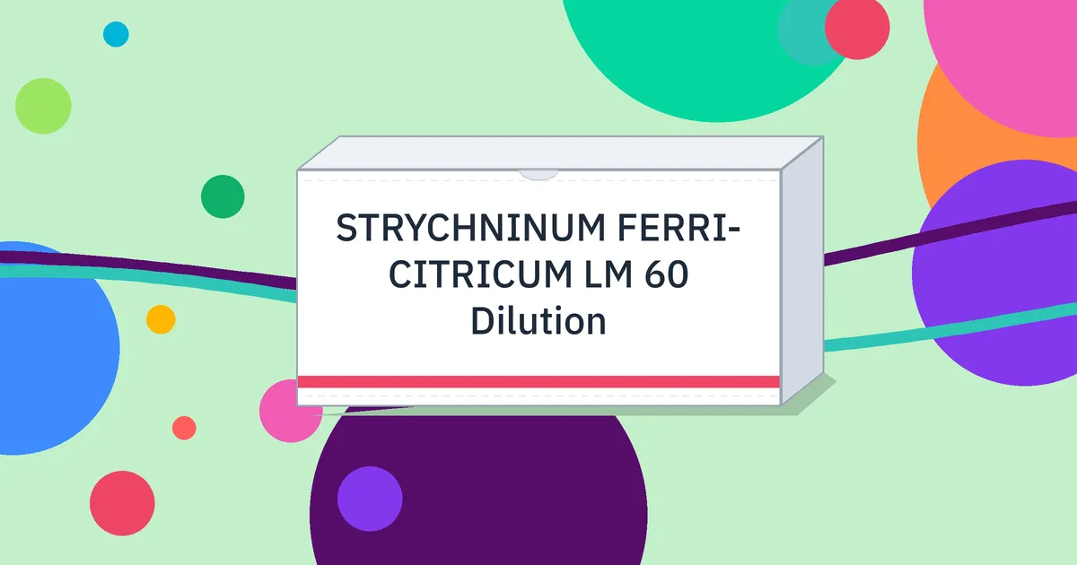 Symbolbild: Packung mit der Aufschrift STRYCHNINUM FERRI-CITRICUM LM 60 Dilution (PZN 13206513) – Verfügbarkeit und Bezug in Apotheken in Frankfurt am Main