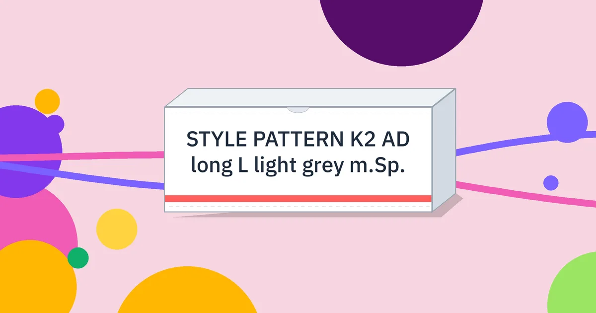 Symbolbild: Packung mit der Aufschrift STYLE PATTERN K2 AD long L light grey m.Sp. (PZN 19695016) – Verfügbarkeit und Bezug in Apotheken in Frankfurt am Main
