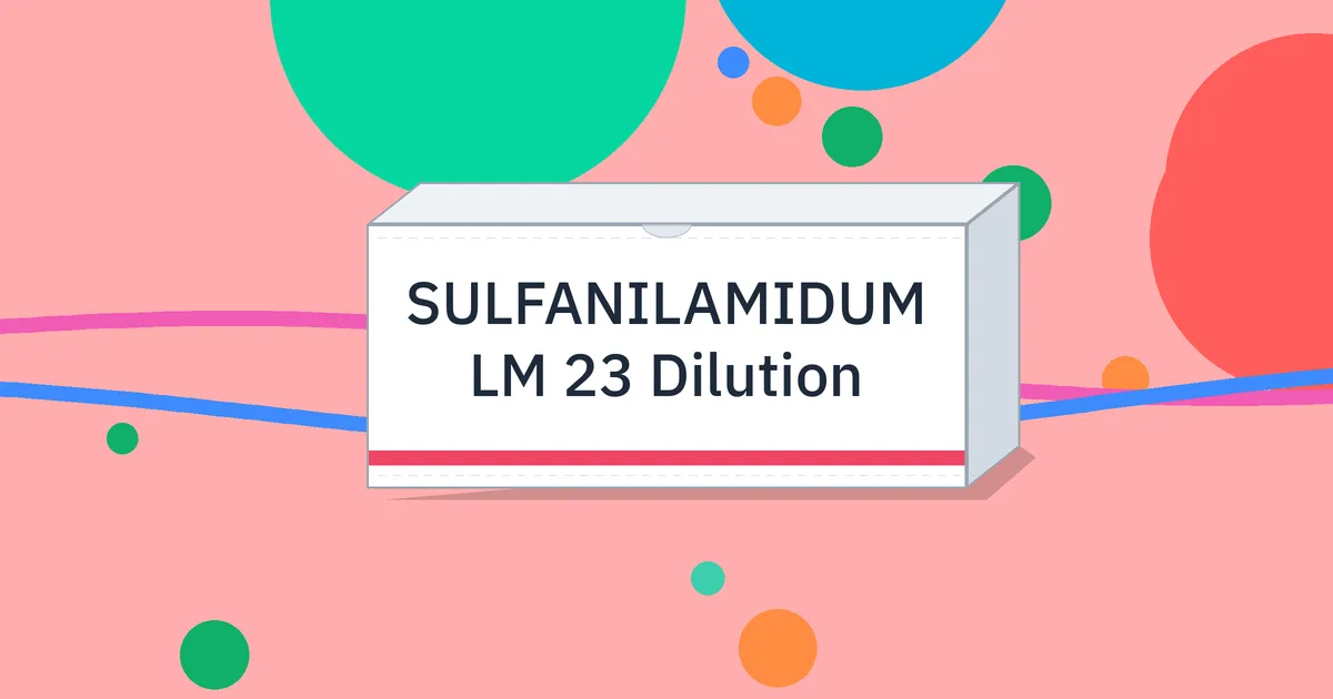 Symbolbild: Packung mit der Aufschrift SULFANILAMIDUM LM 23 Dilution (PZN 13209173) – Verfügbarkeit und Bezug in Apotheken in Frankfurt am Main