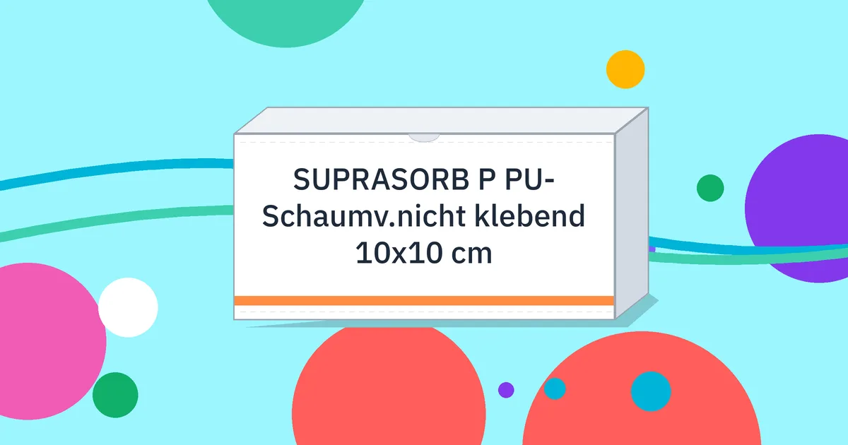 Symbolbild: Packung mit der Aufschrift SUPRASORB P PU-Schaumv.nicht klebend 10x10 cm (PZN 05971978) – Verfügbarkeit und Bezug in Apotheken in Frankfurt am Main
