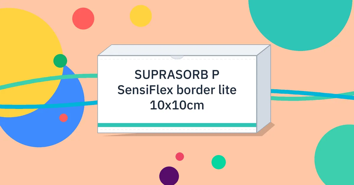 Symbolbild: Packung mit der Aufschrift SUPRASORB P SensiFlex border lite 10x10cm (PZN 19863005) – Verfügbarkeit und Bezug in Apotheken in Frankfurt am Main