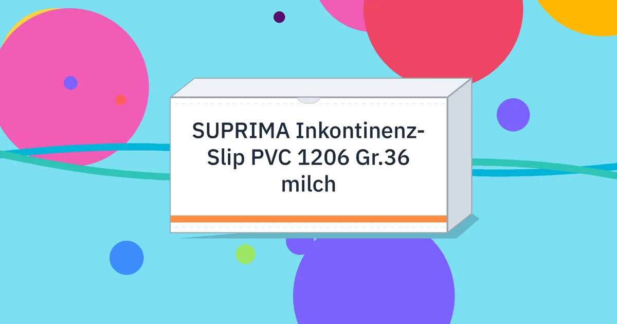 Symbolbild: Packung mit der Aufschrift SUPRIMA Inkontinenz-Slip PVC 1206 Gr.36 milch (PZN 03922102) – Verfügbarkeit und Bezug in Apotheken in Frankfurt am Main