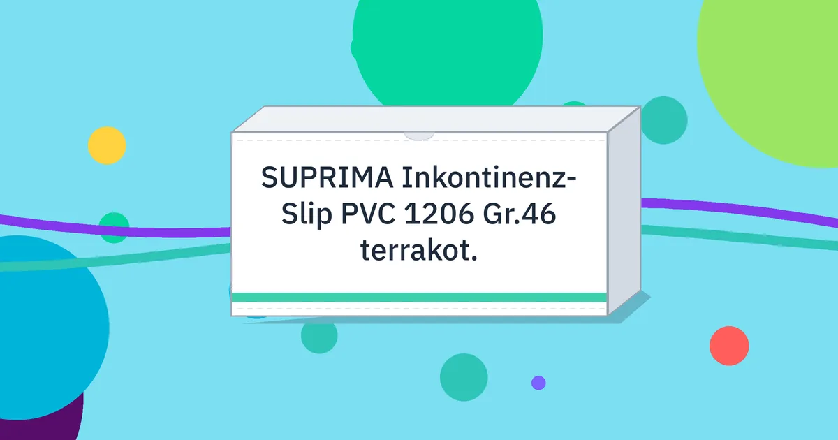 Symbolbild: Packung mit der Aufschrift SUPRIMA Inkontinenz-Slip PVC 1206 Gr.46 terrakot. (PZN 00417303) – Verfügbarkeit und Bezug in Apotheken in Frankfurt am Main