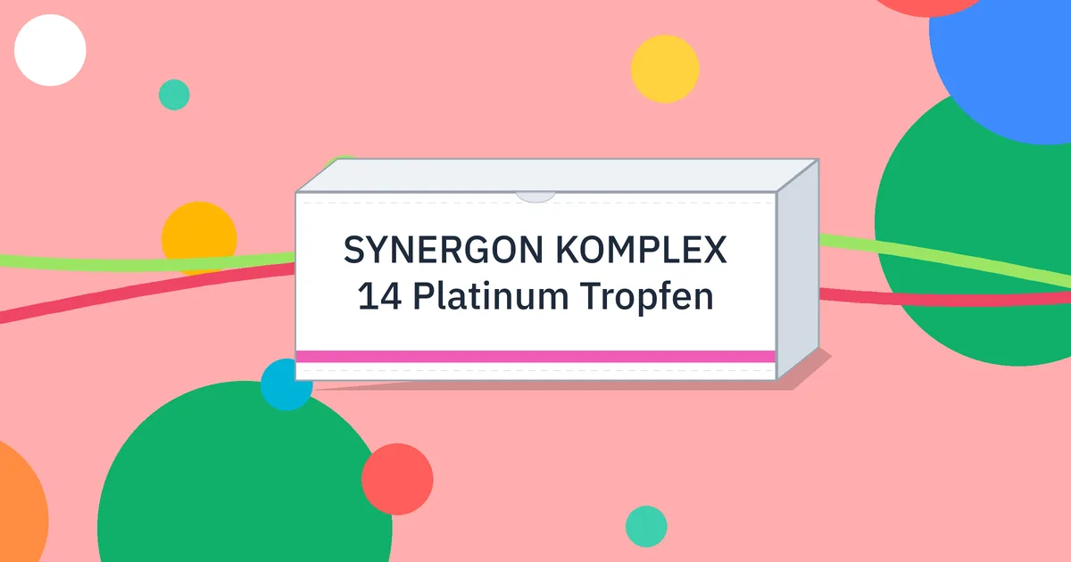 Symbolbild: Packung mit der Aufschrift SYNERGON KOMPLEX 14 Platinum Tropfen (PZN 02545465) – Verfügbarkeit und Bezug in Apotheken in Frankfurt am Main