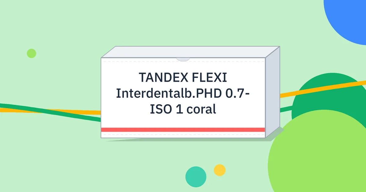 Symbolbild: Packung mit der Aufschrift TANDEX FLEXI Interdentalb.PHD 0.7-ISO 1 coral (PZN 16498918) – Verfügbarkeit und Bezug in Apotheken in Frankfurt am Main