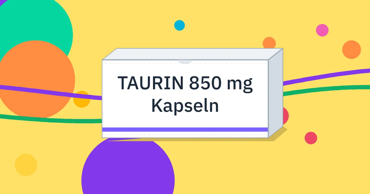 Symbolbild: Packung mit der Aufschrift TAURIN 850 mg Kapseln (PZN 13511274) – Verfügbarkeit und Bezug in Apotheken in Frankfurt am Main
