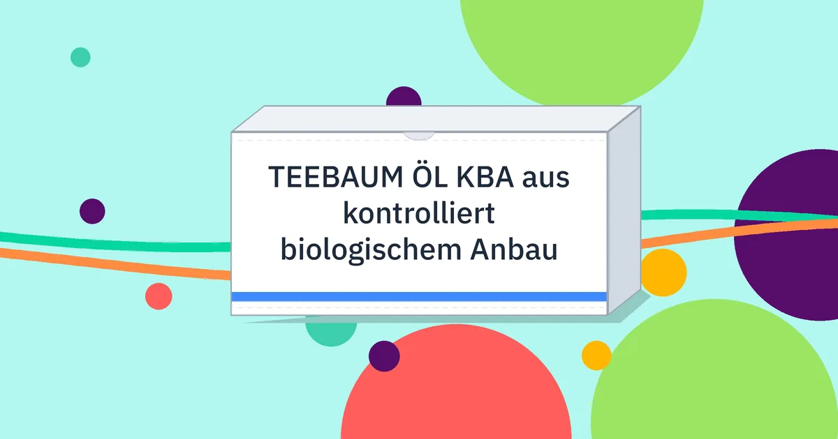 Symbolbild: Packung mit der Aufschrift TEEBAUM ÖL KBA aus kontrolliert biologischem Anbau (PZN 07515434) – Verfügbarkeit und Bezug in Apotheken in Frankfurt am Main