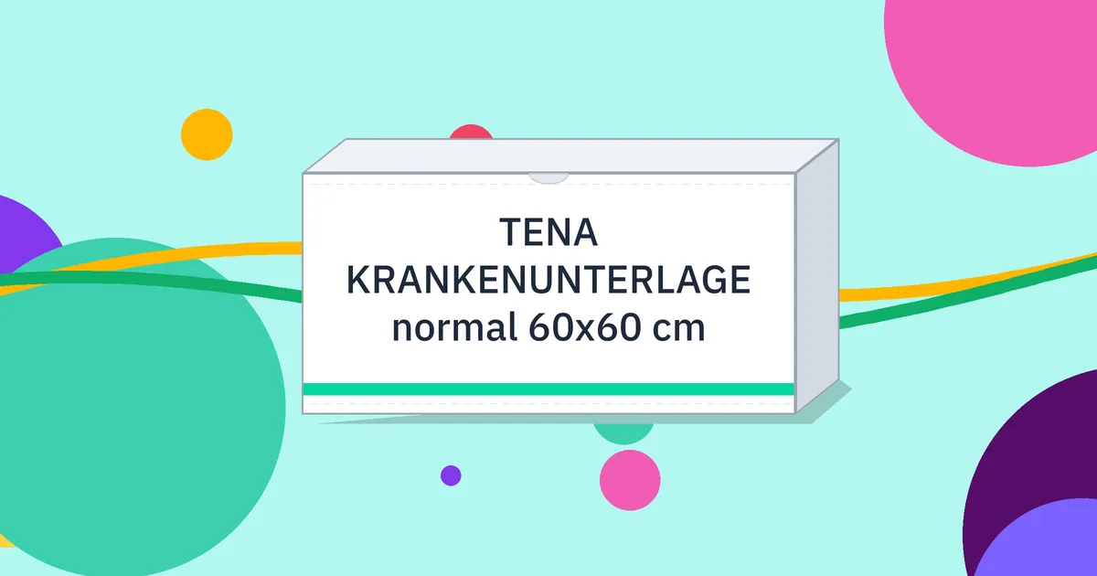 Symbolbild: Packung mit der Aufschrift TENA KRANKENUNTERLAGE normal 60x60 cm (PZN 05398183) – Verfügbarkeit und Bezug in Apotheken in Frankfurt am Main