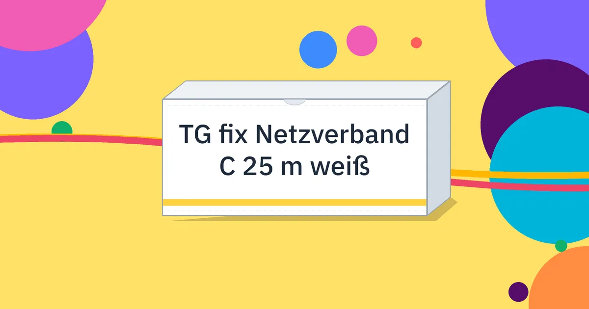 Symbolbild: Packung mit der Aufschrift TG fix Netzverband C 25 m weiß (PZN 19503689) – Verfügbarkeit und Bezug in Apotheken in Frankfurt am Main