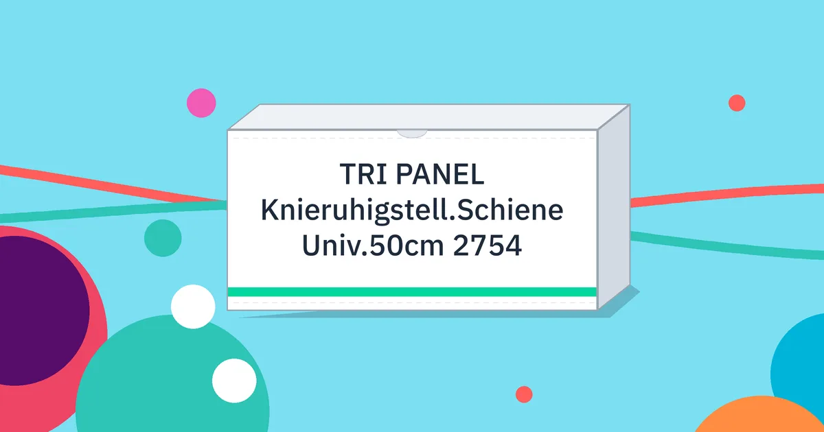 Symbolbild: Packung mit der Aufschrift TRI PANEL Knieruhigstell.Schiene Univ.50cm 2754 (PZN 06643667) – Verfügbarkeit und Bezug in Apotheken in Frankfurt am Main