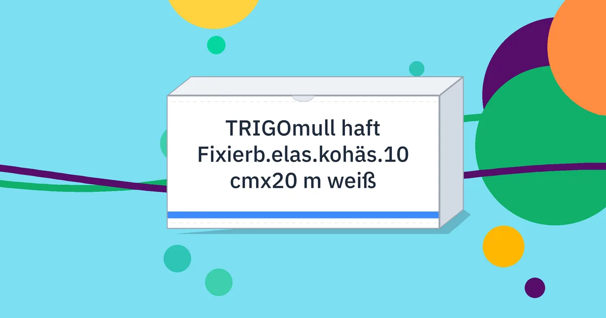 Symbolbild: Packung mit der Aufschrift TRIGOmull haft Fixierb.elas.kohäs.10 cmx20 m weiß (PZN 20342694) – Verfügbarkeit und Bezug in Apotheken in Frankfurt am Main