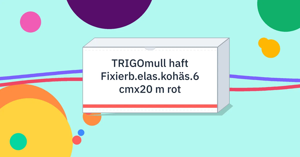 Symbolbild: Packung mit der Aufschrift TRIGOmull haft Fixierb.elas.kohäs.6 cmx20 m rot (PZN 20342613) – Verfügbarkeit und Bezug in Apotheken in Frankfurt am Main