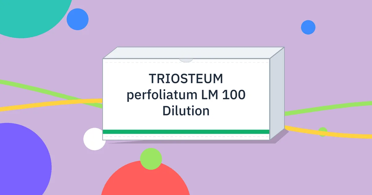 Symbolbild: Packung mit der Aufschrift TRIOSTEUM perfoliatum LM 100 Dilution (PZN 13227886) – Verfügbarkeit und Bezug in Apotheken in Frankfurt am Main