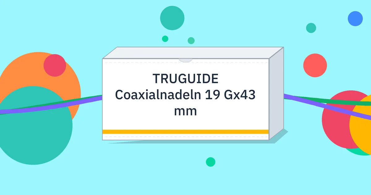 Symbolbild: Packung mit der Aufschrift TRUGUIDE Coaxialnadeln 19 Gx43 mm (PZN 03406180) – Verfügbarkeit und Bezug in Apotheken in Frankfurt am Main