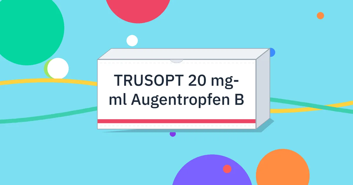 Symbolbild: Packung mit der Aufschrift TRUSOPT 20 mg-ml Augentropfen B (PZN 03245297) – Verfügbarkeit und Bezug in Apotheken in Frankfurt am Main
