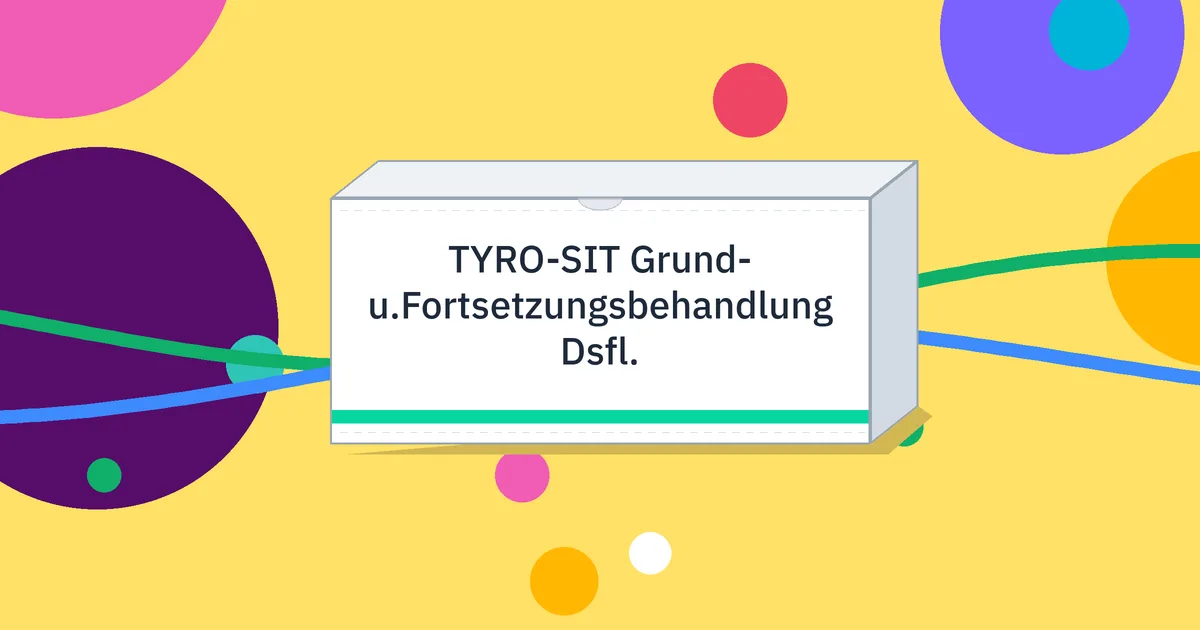 Symbolbild: Packung mit der Aufschrift TYRO-SIT Grund- u.Fortsetzungsbehandlung Dsfl. (PZN 16131885) – Verfügbarkeit und Bezug in Apotheken in Frankfurt am Main