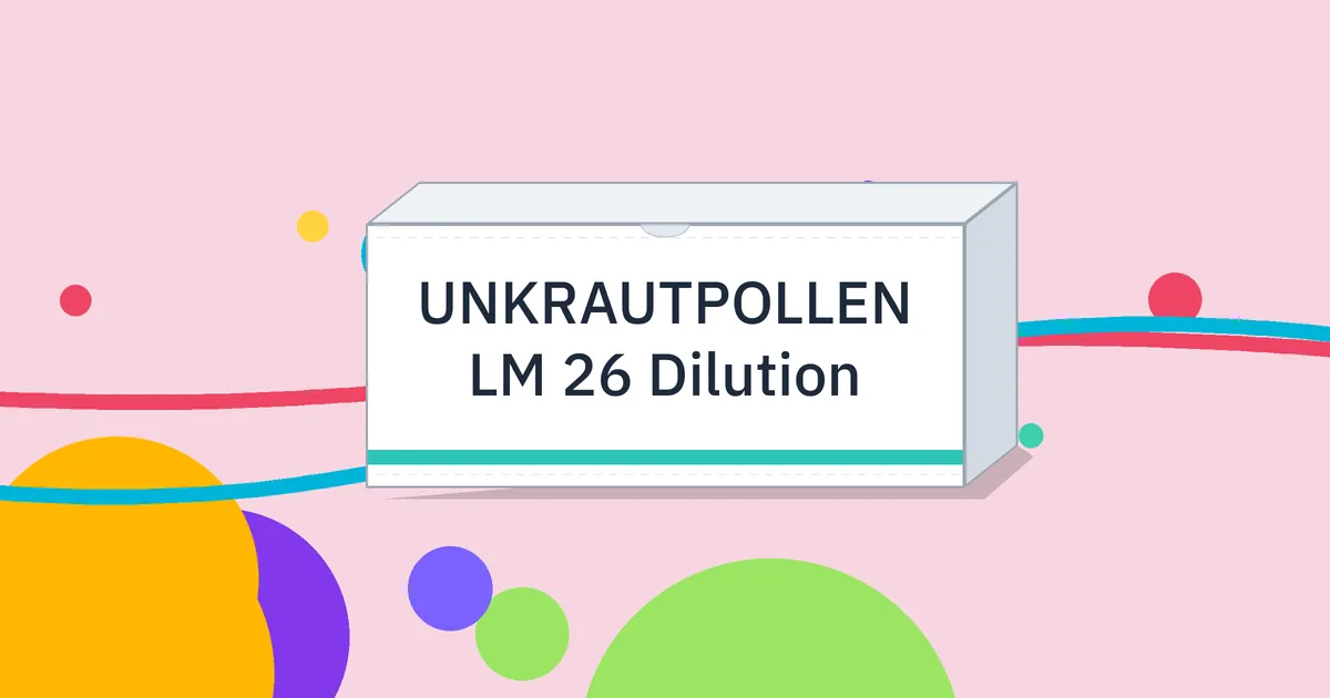Symbolbild: Packung mit der Aufschrift UNKRAUTPOLLEN LM 26 Dilution (PZN 13255948) – Verfügbarkeit und Bezug in Apotheken in Frankfurt am Main