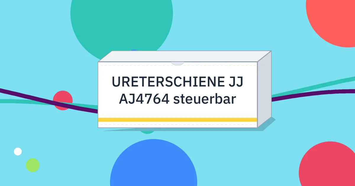 Symbolbild: Packung mit der Aufschrift URETERSCHIENE JJ AJ4764 steuerbar (PZN 00154772) – Verfügbarkeit und Bezug in Apotheken in Frankfurt am Main
