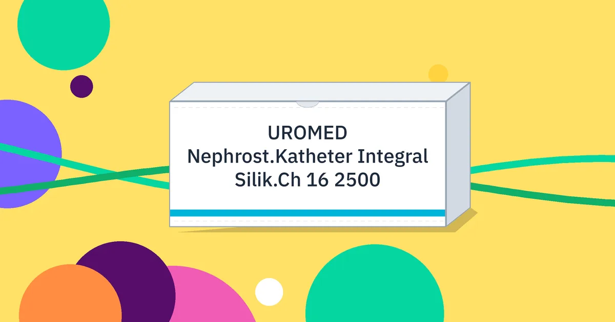 Symbolbild: Packung mit der Aufschrift UROMED Nephrost.Katheter Integral Silik.Ch 16 2500 (PZN 04741727) – Verfügbarkeit und Bezug in Apotheken in Frankfurt am Main