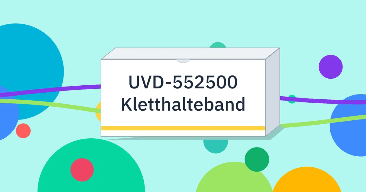 Symbolbild: Packung mit der Aufschrift UVD-552500 Kletthalteband (PZN 14267310) – Verfügbarkeit und Bezug in Apotheken in Frankfurt am Main