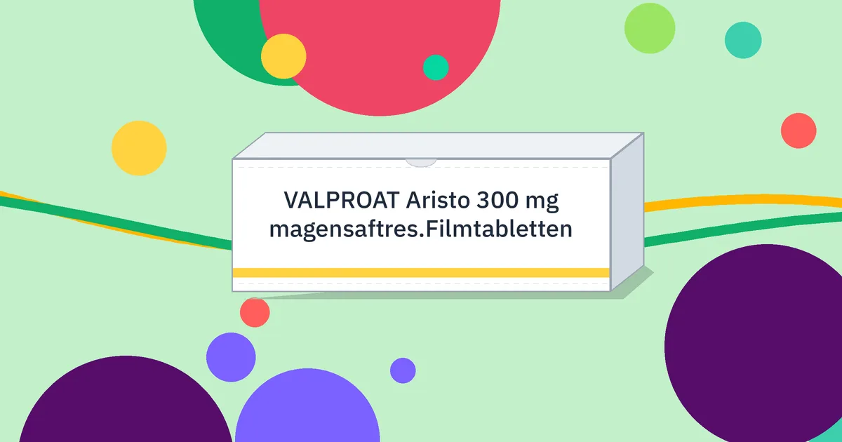 Symbolbild: Packung mit der Aufschrift VALPROAT Aristo 300 mg magensaftres.Filmtabletten (PZN 07415690) – Verfügbarkeit und Bezug in Apotheken in Frankfurt am Main