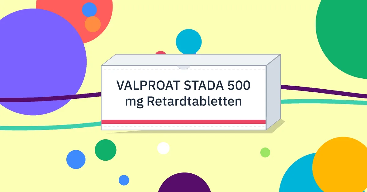 Symbolbild: Packung mit der Aufschrift VALPROAT STADA 500 mg Retardtabletten (PZN 04367134) – Verfügbarkeit und Bezug in Apotheken in Frankfurt am Main
