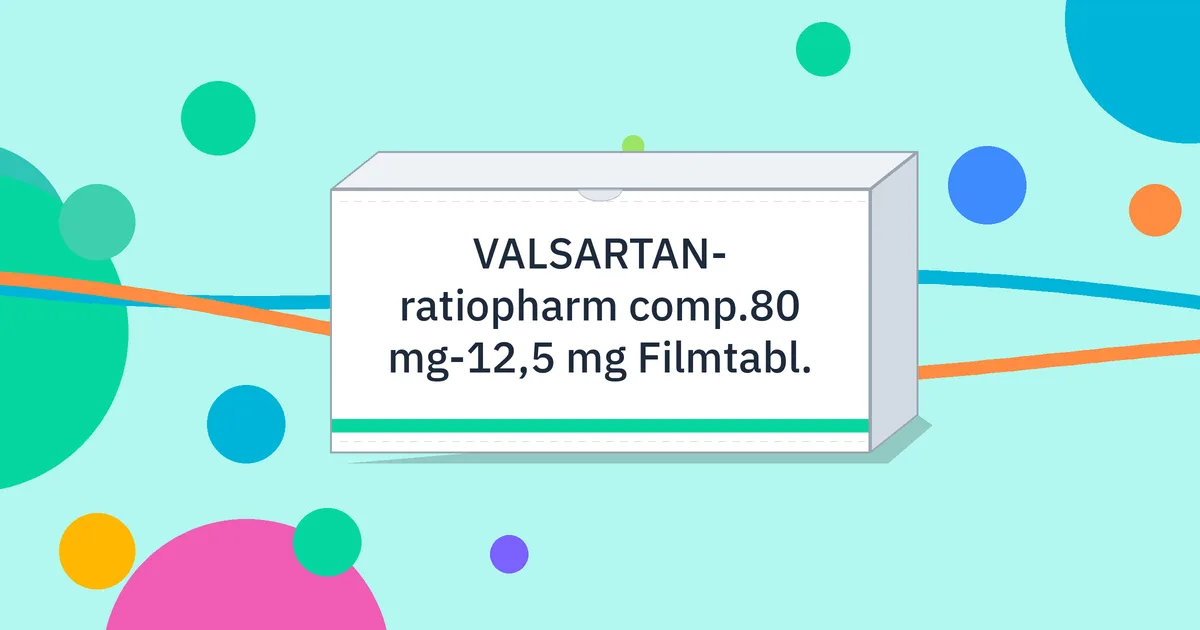 Symbolbild: Packung mit der Aufschrift VALSARTAN-ratiopharm comp.80 mg-12,5 mg Filmtabl. (PZN 06906500) – Verfügbarkeit und Bezug in Apotheken in Frankfurt am Main