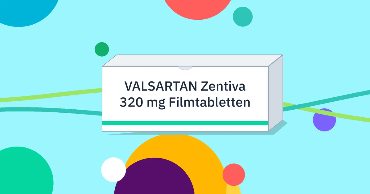 Symbolbild: Packung mit der Aufschrift VALSARTAN Zentiva 320 mg Filmtabletten (PZN 08440603) – Verfügbarkeit und Bezug in Apotheken in Frankfurt am Main